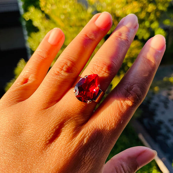Red Ring | Red Swarovski Ring | Amelie | Bidiliia