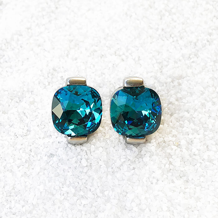 Indicolite Swarovski Crystal Earrings | Sea Glam | Bidiliia