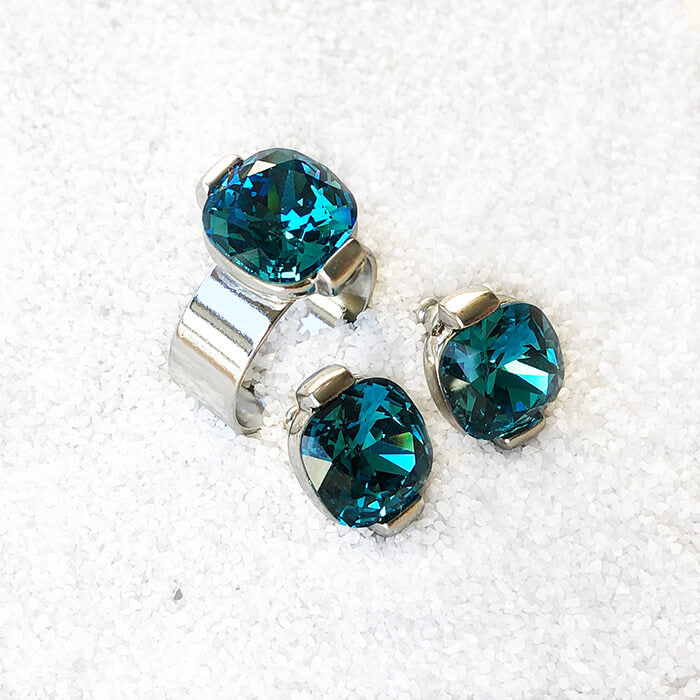 Indicolite Swarovski Crystal Ring | Sea Glam | Bidiliia