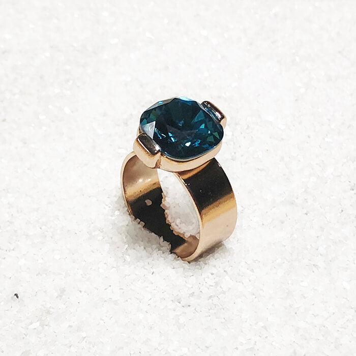Indicolite Swarovski Crystal Ring | Sea Glam | Bidiliia