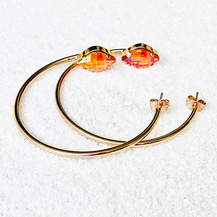 Swarovski Hoops Rose Gold | Chili Pepper Swarovski | Bidiliia