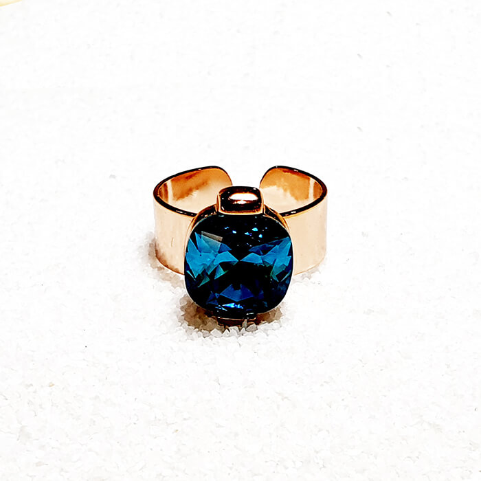 Indicolite Swarovski Crystal Ring | Sea Glam | Bidiliia